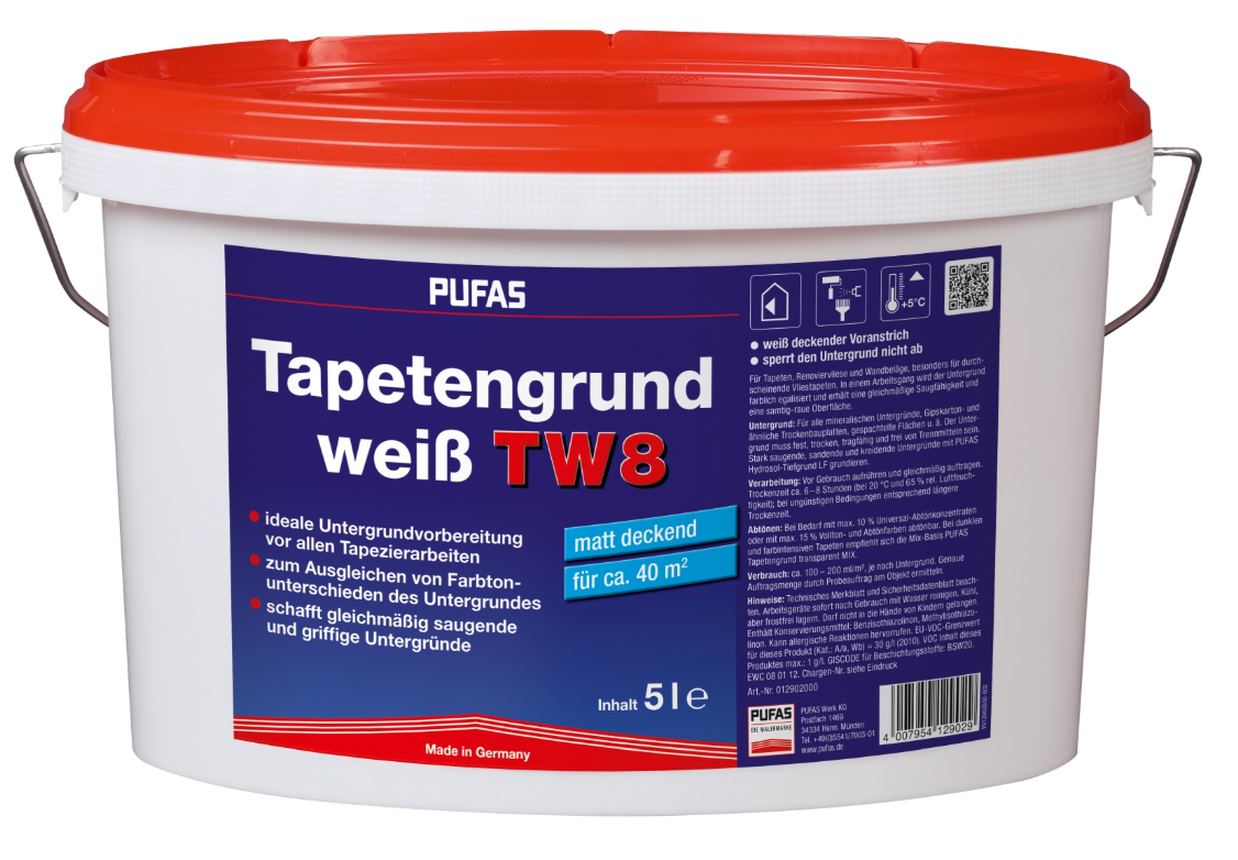 PUFAS Tapetengrund TW8 | 5 Liter weiss | 4007954129029